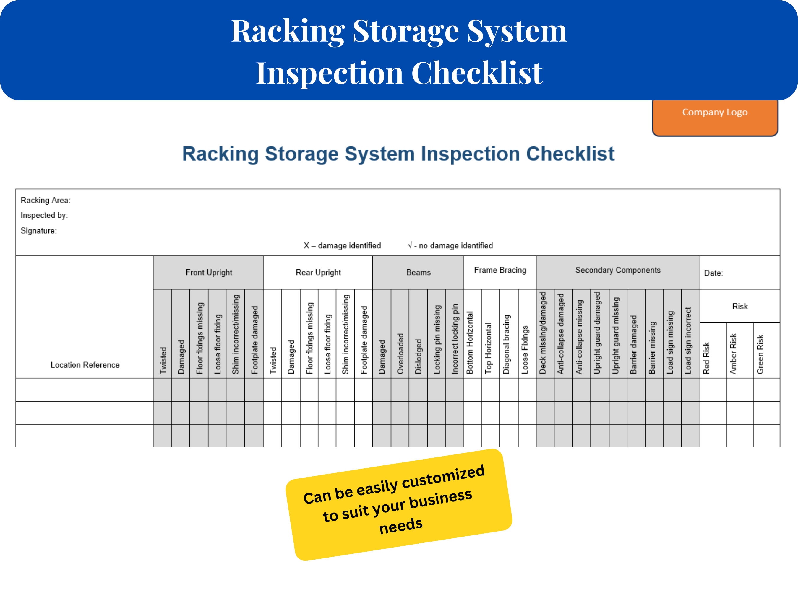 Comprehensive Racking System Inspection Template - Ensure Safety ...