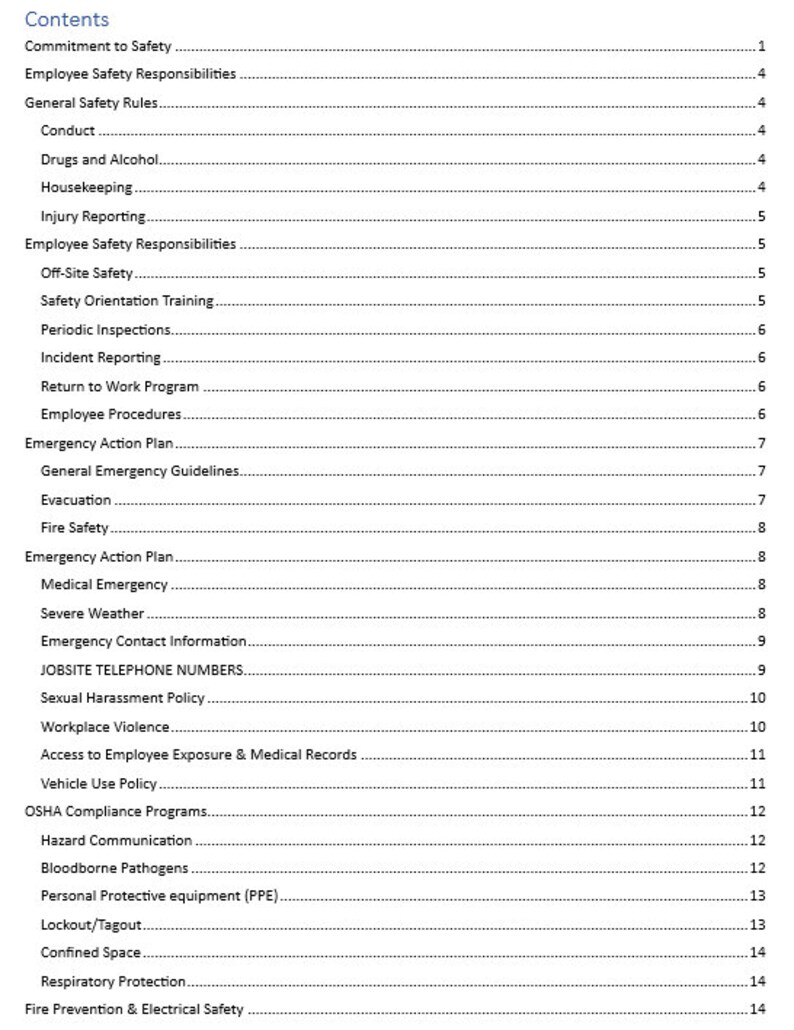 Comprehensive 27 Pages Construction Employee Safety Handbook | Employee ...