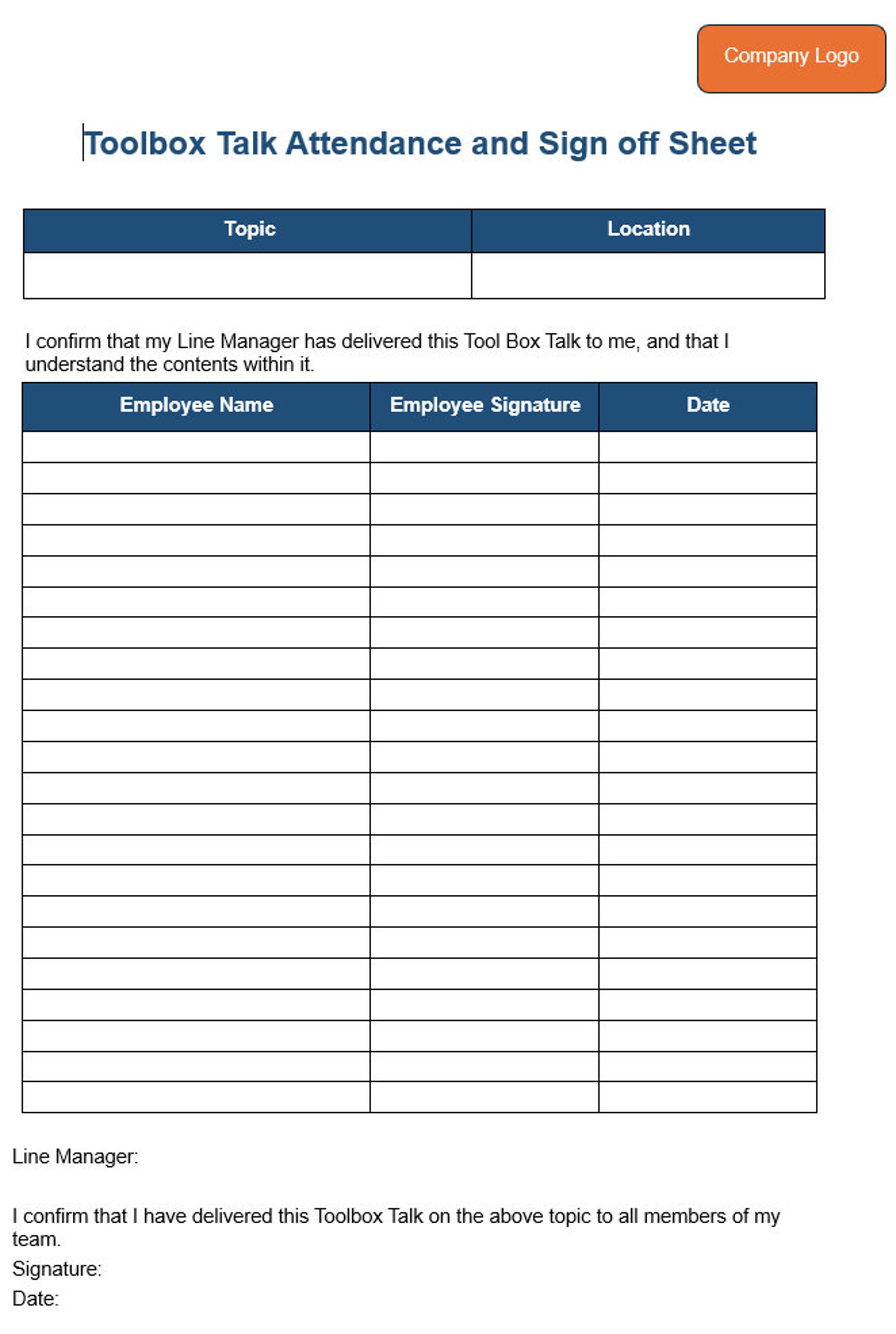 Essential Manual Handling Toolbox Talk Template in Word | Manual ...