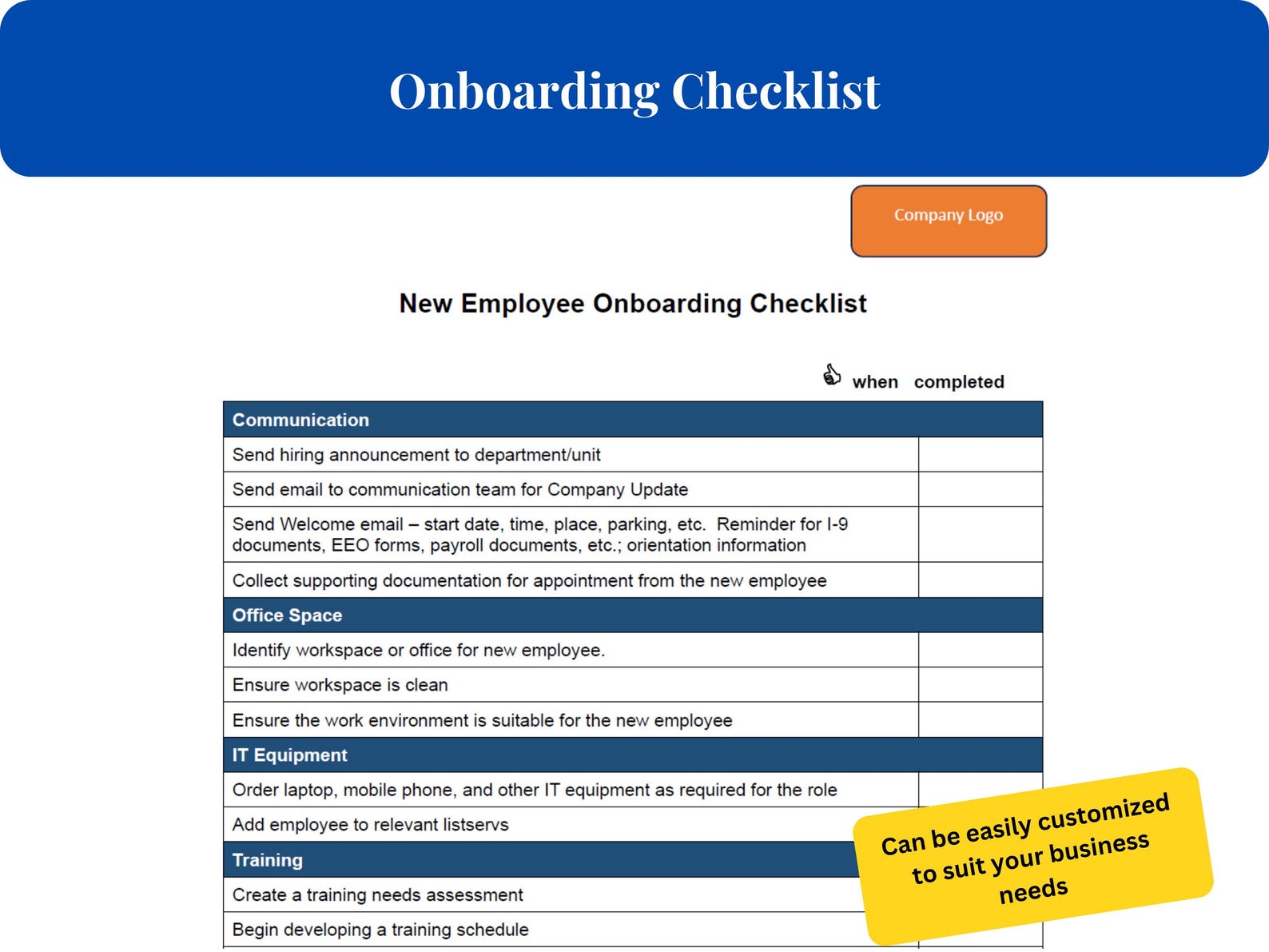 Employee Onboarding Checklist Template | HR Essentials for Small ...