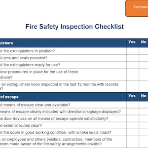 Comprehensive Fire Safety Inspection Template Word | Fire Safety ...