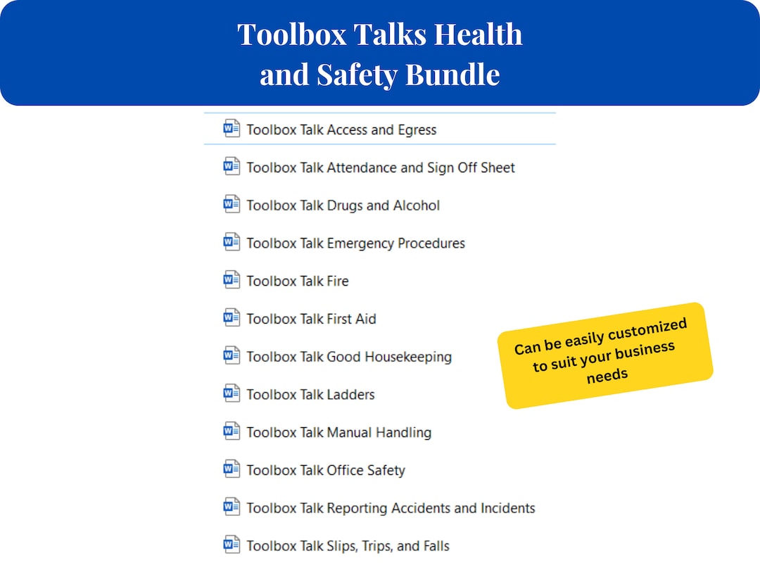 Toolbox Talks Bundle: Workplace Health & Safety Compliance (digital ...