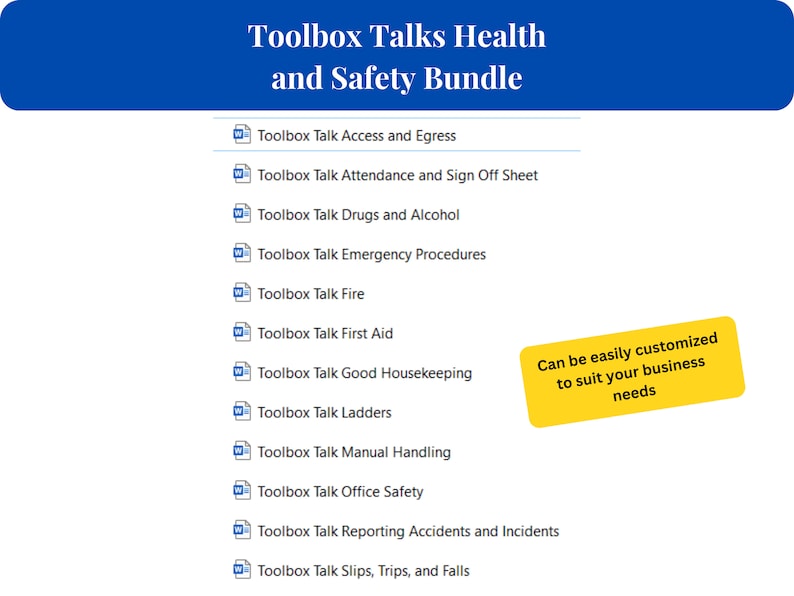 Toolbox Talks Bundle: Workplace Health & Safety Compliance (digital ...