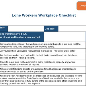 Lone Worker Risk Assessment & Checklist Template (digital Download) - Etsy