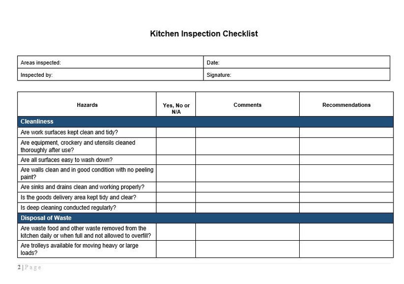 Complete Kitchen Inspection Template | Kitchen Inspection Template ...