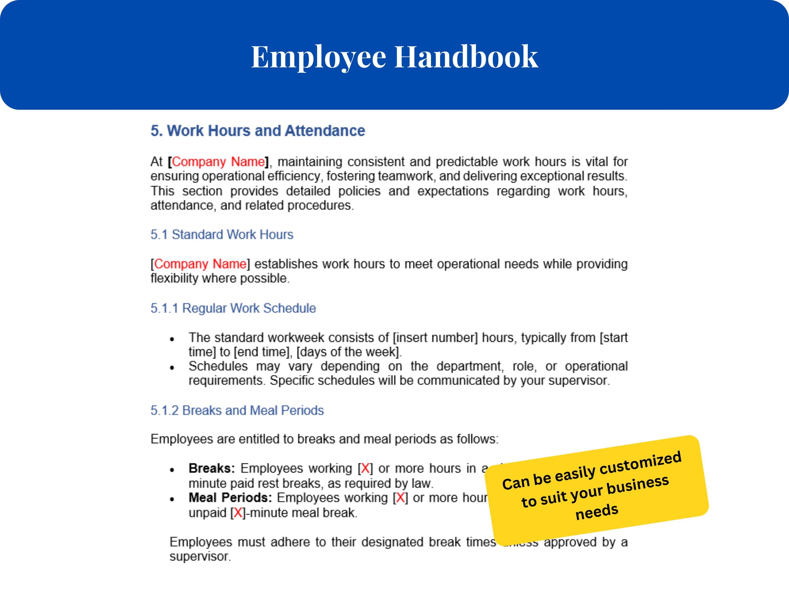 Editable Employee Handbook Template: HR Policies Guide (word Template ...