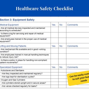 Healthcare Worker Safety Checklist Template: Editable H&S Compliance ...