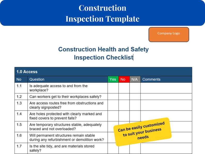 Complete Construction Health and Safety Inspection Template Word ...