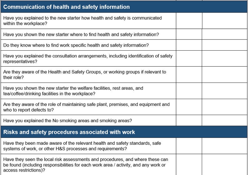 Complete Health and Safety Induction Template | Health and Safety ...