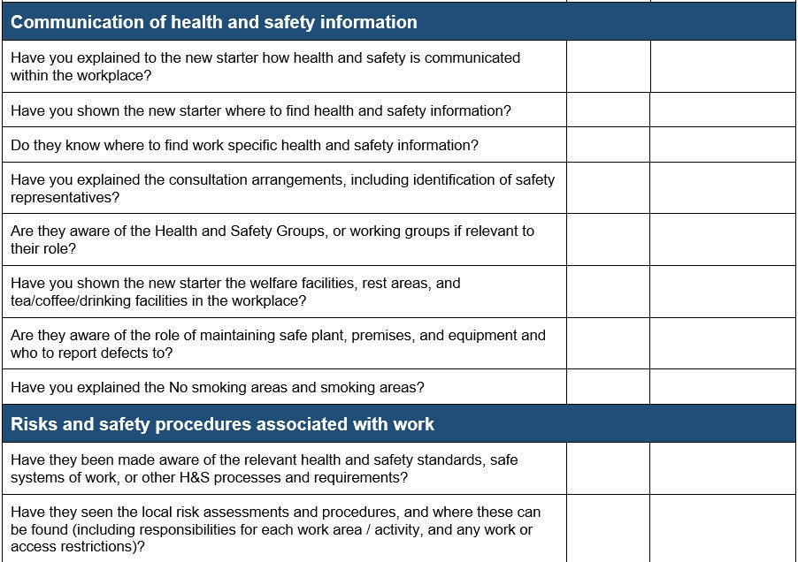 Complete Health and Safety Induction Template | Health and Safety ...