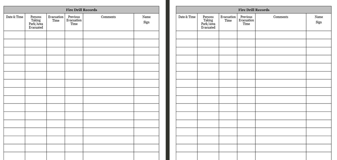 Fire Safety Log Book Fire Safety Log Book Printable Fire Safety Log
