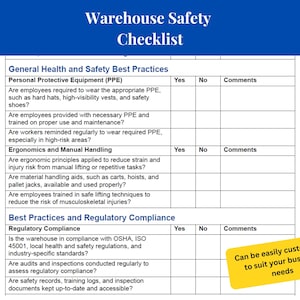 Warehouse Safety Checklist Template | Comprehensive H&S Audit Tool ...