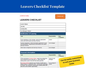 HR Employee Leavers Checklist - Etsy