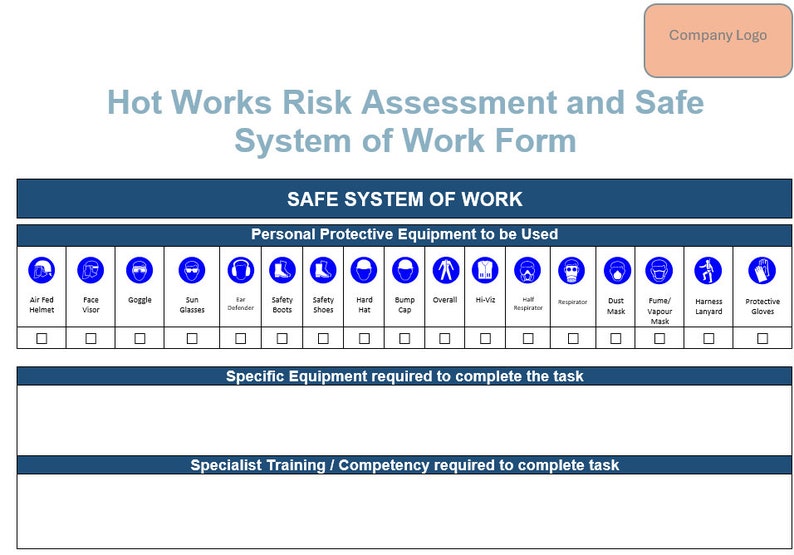 Hot Works Risk Assessment Template: Safe System of Work (digital ...