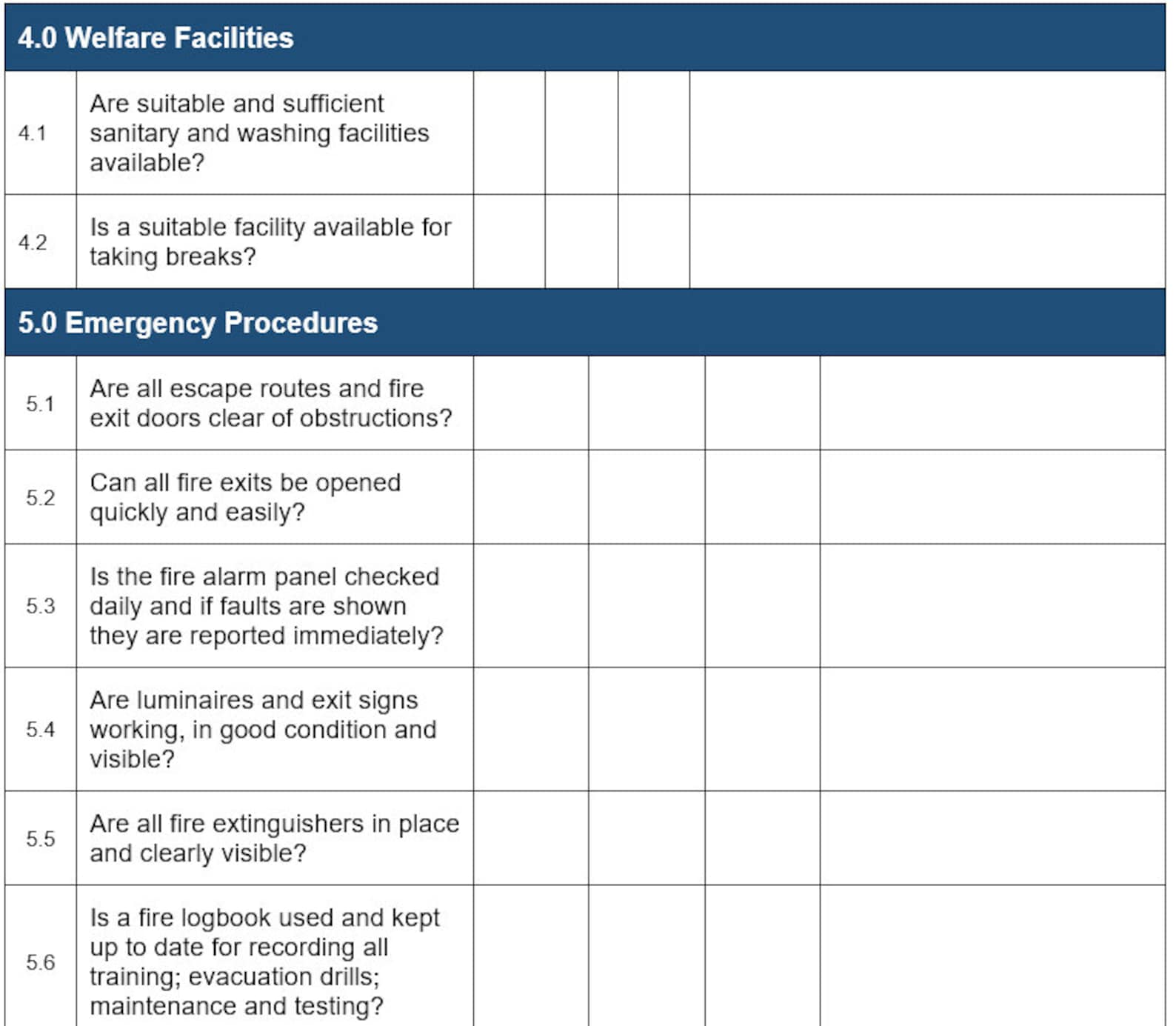 Comprehensive Office Health and Safety Inspection Checklist Form ...