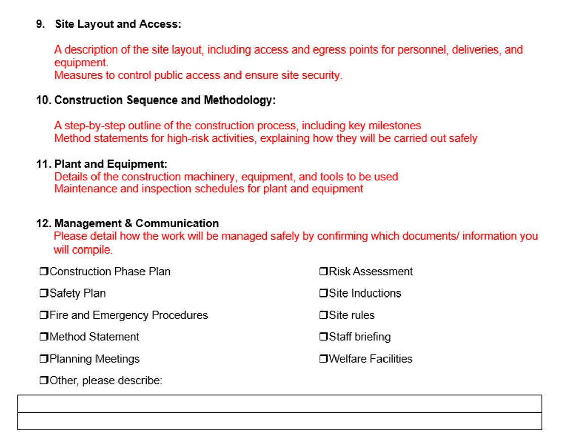 Comprehensive Construction Phase Plan Digital Template | Editable Word ...
