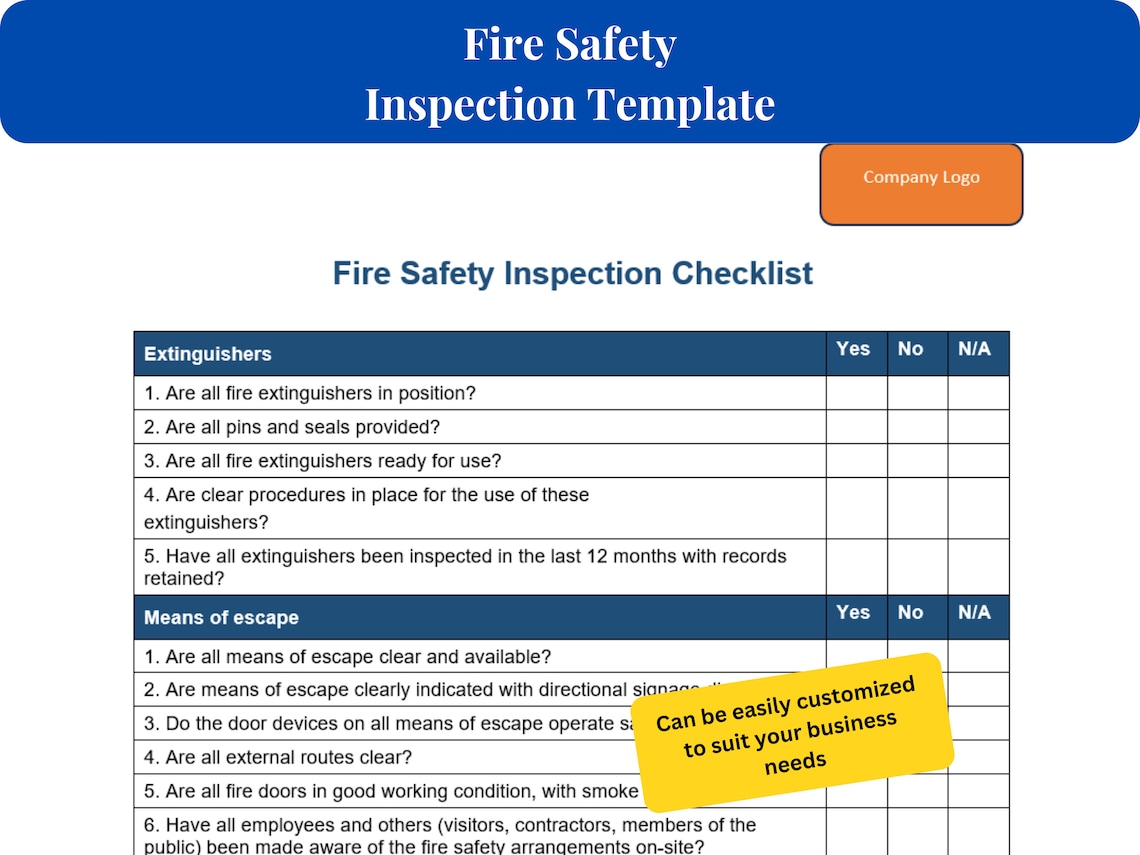 Comprehensive Fire Safety Inspection Template Word | Fire Safety ...