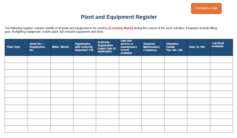 Plant and Equipment Safety Checklist Template Bundle | Comprehensive ...