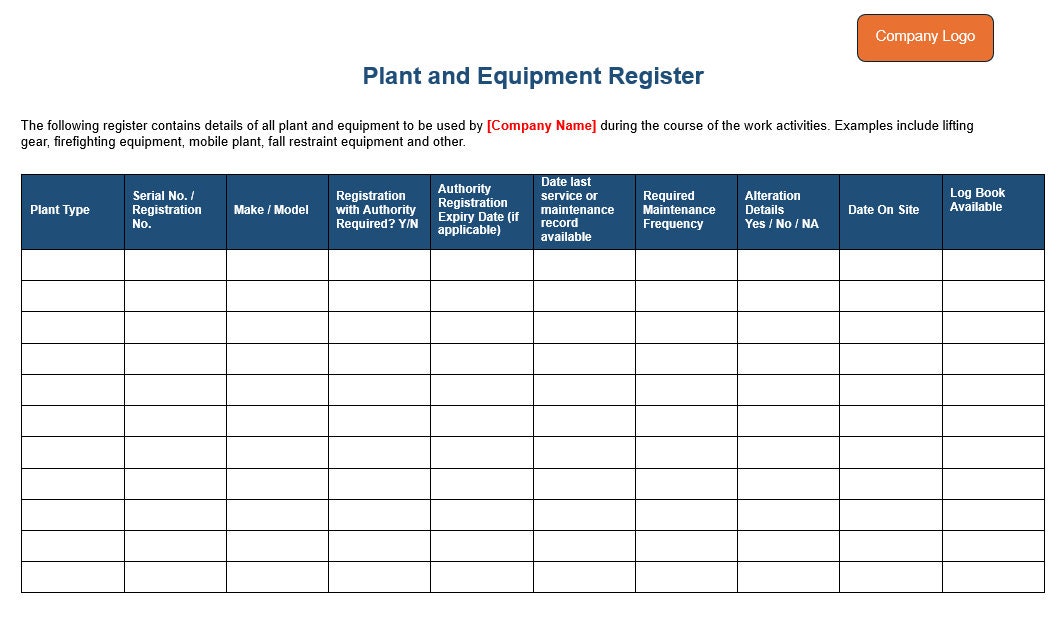 Plant and Equipment Safety Checklist Template Bundle | Comprehensive ...