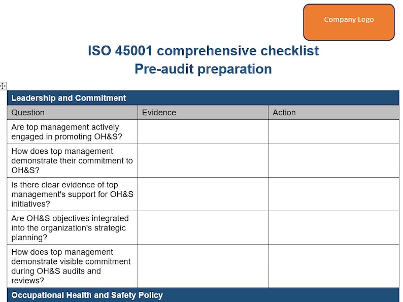 ISO 45001 Checklist for Hassle-free Audit Success | Comprehensive ISO ...