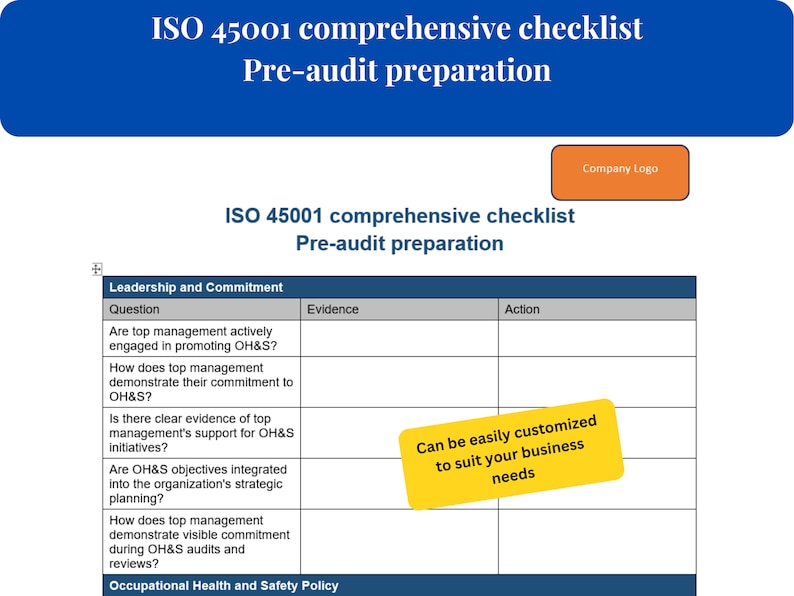 ISO 45001 Checklist for Hassle-free Audit Success | Comprehensive ISO ...