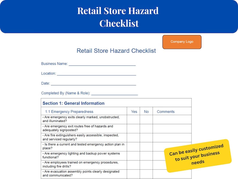 Retail Store Safety Checklist Template: OSHA Compliant Guide - Etsy