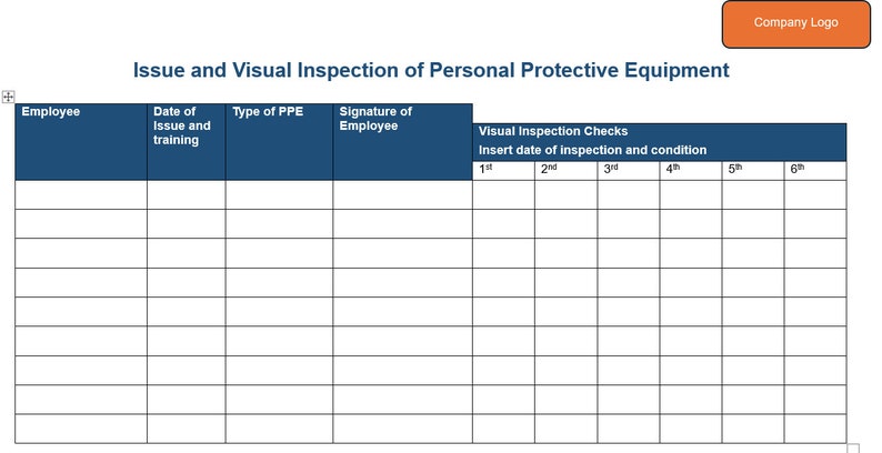 PPE Inspection Forms and Equipment Register Bundle | Editable H&S PPE ...