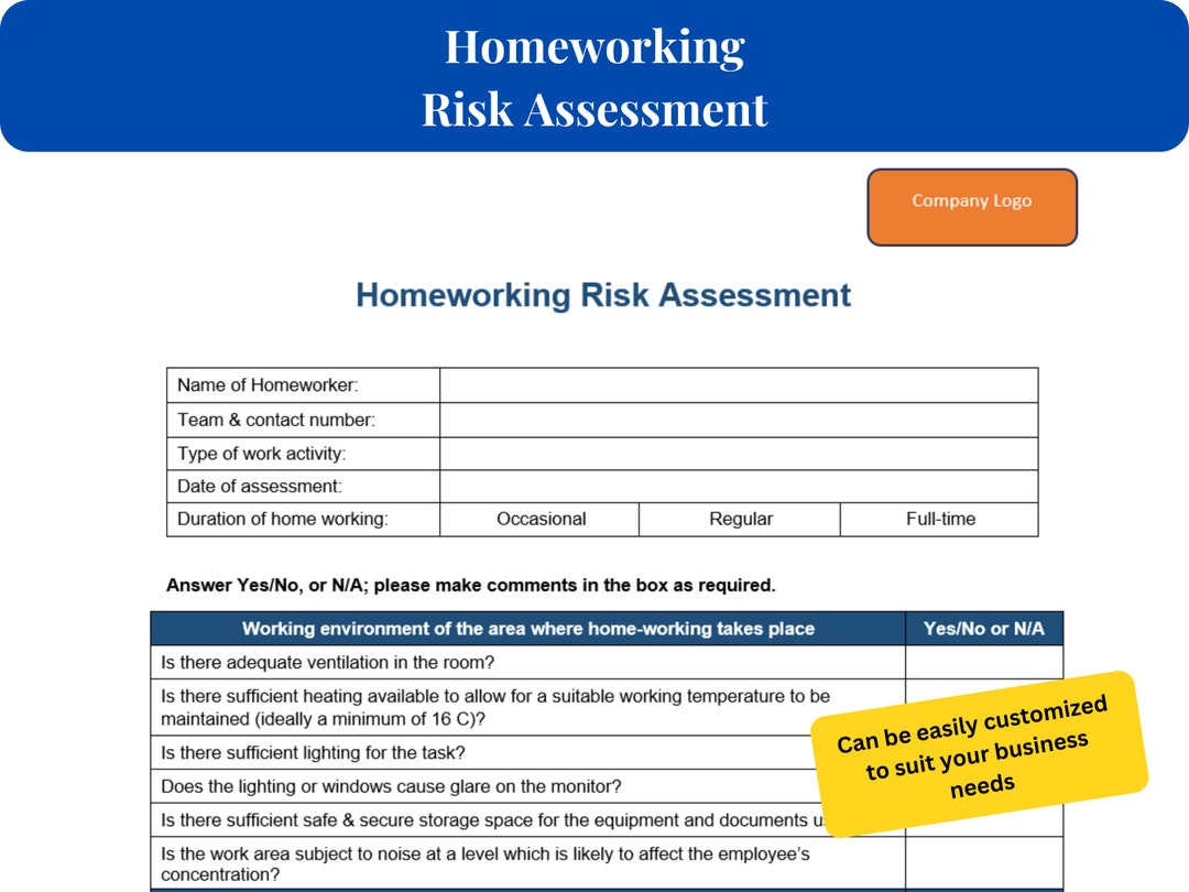 Comprehensive Homeworking Risk Assessment Template: Solution for Legal ...