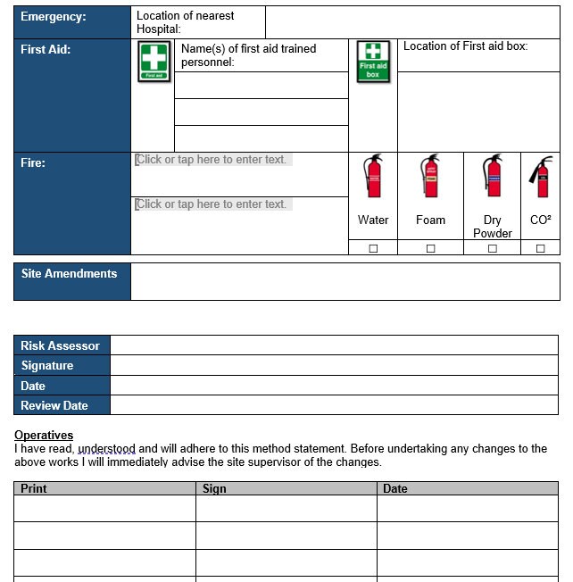 Risk Assessment and Method Statement Word Template - H&S Editable ...
