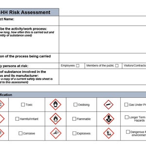 COSHH Risk Assessment Template | COSHH Risk Assessment Checklist ...