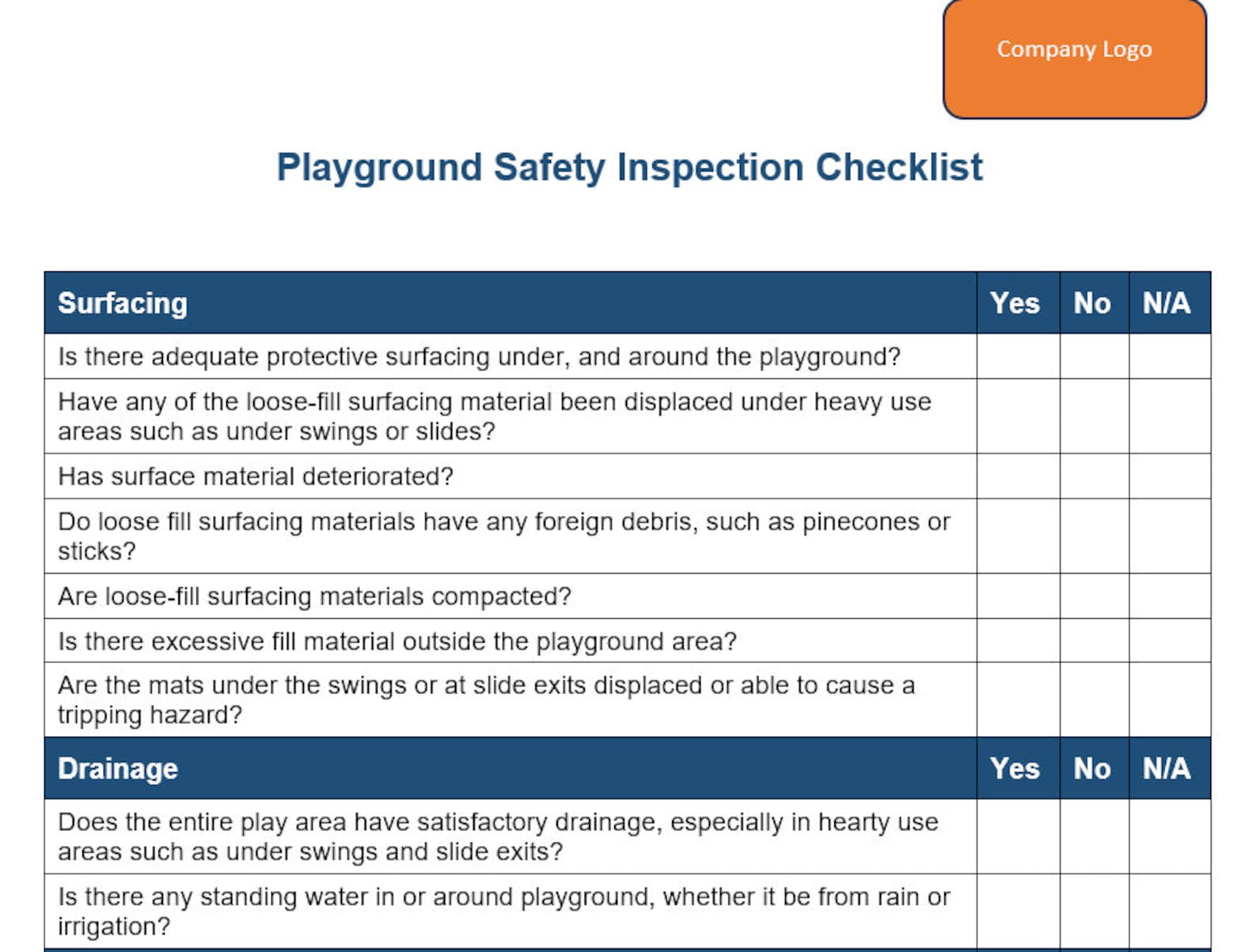 Complete Playground Safety Inspection Template | Playground Inspection ...