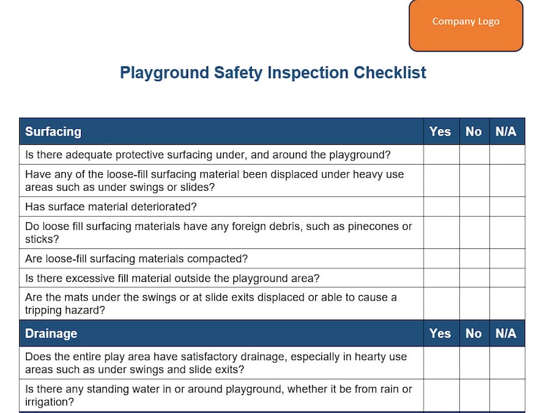Complete Playground Safety Inspection Template | Playground Inspection ...