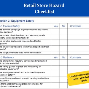 Retail Store Safety Checklist Template | OSHA Compliant Risk Assessment ...
