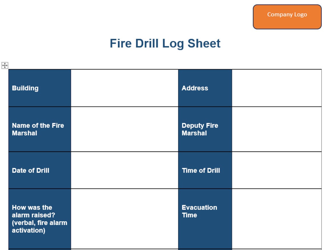 Professional Fire Drill Log Template - Streamlined Word Document ...
