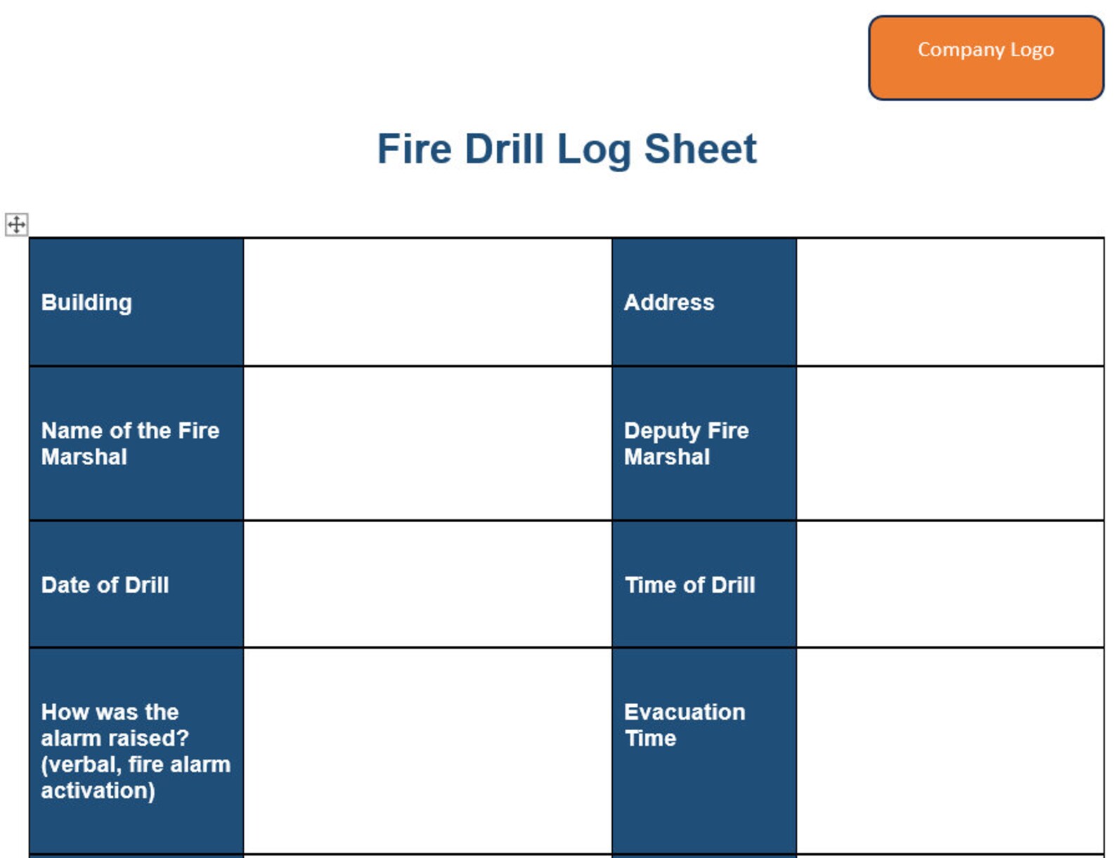 Professional Fire Drill Log Template - Streamlined Word Document, Essential for Safety ...