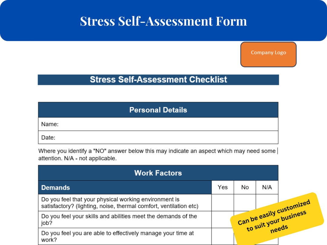 Dual Workplace Stress Assessment Template Pack - Word Format | Employee ...