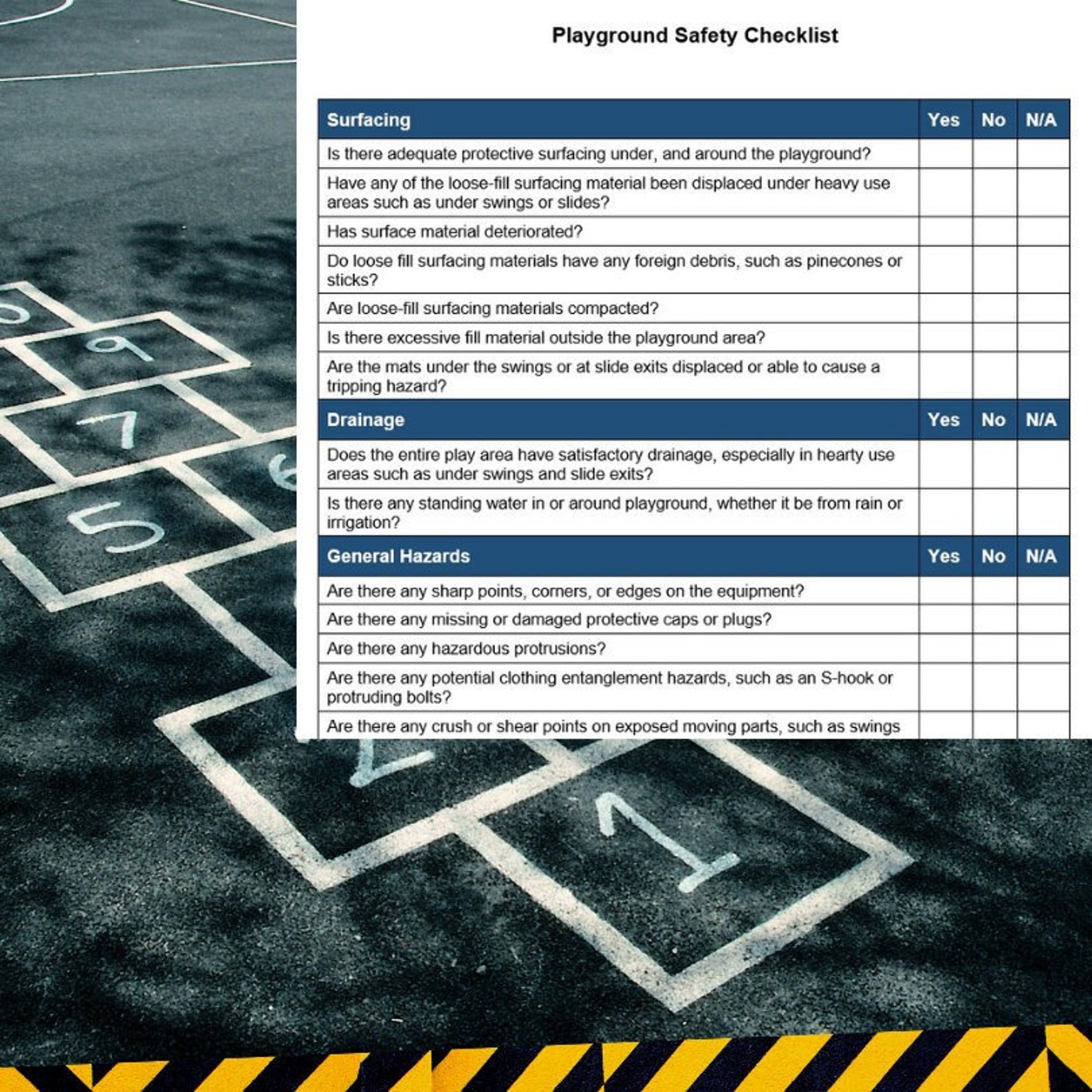 Complete Playground Safety Inspection Template | Playground Inspection ...