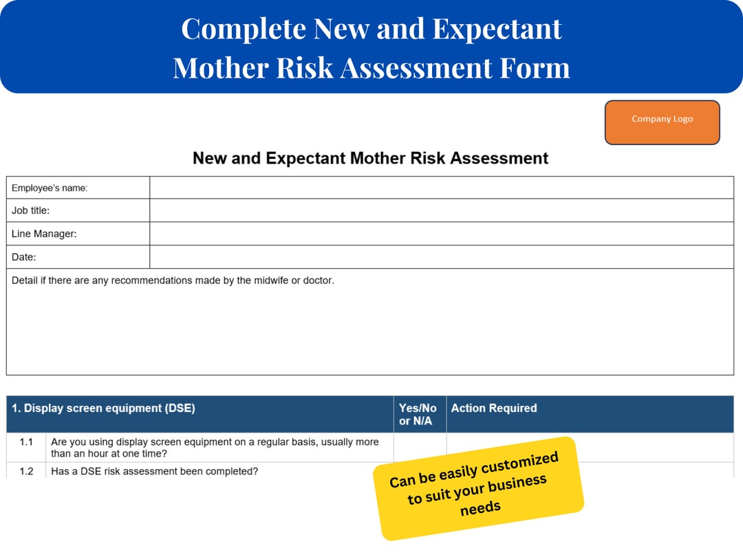 Complete New and Expectant Mother Risk Assessment Form Expectant Mother ...