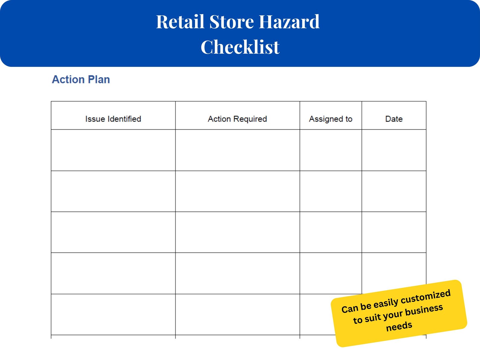 Retail Store Safety Checklist Template | OSHA Compliant Risk Assessment ...