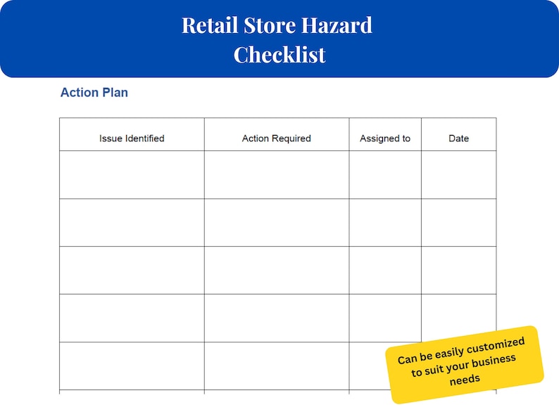 Retail Store Safety Checklist Template: OSHA Compliant Guide - Etsy