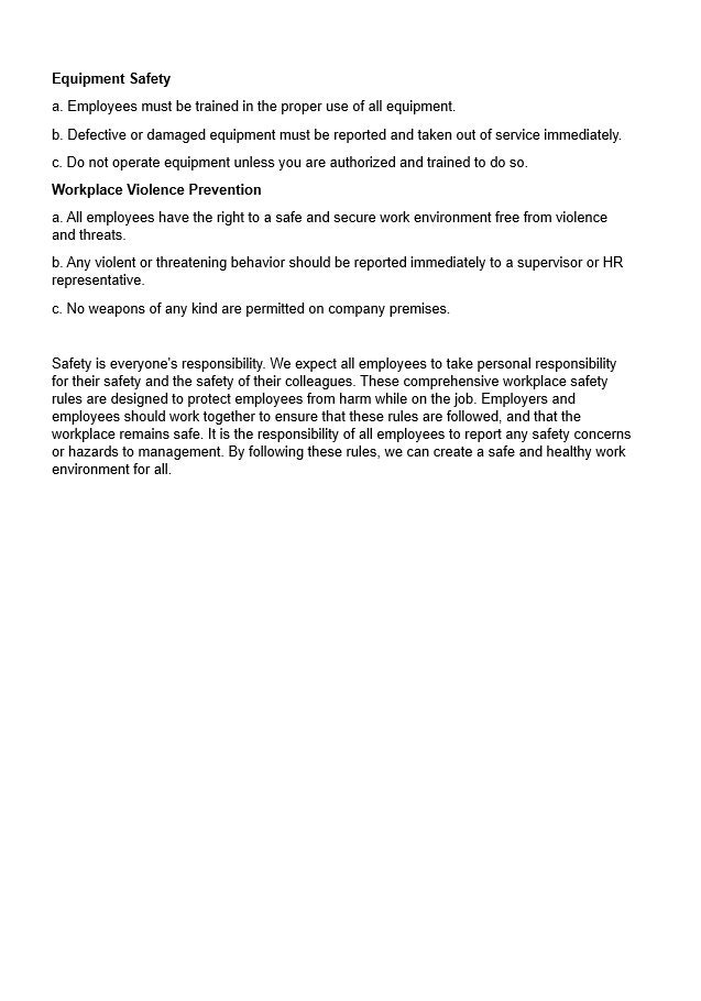 Complete Employee Safety Rules Template - Ensure Workplace Security ...