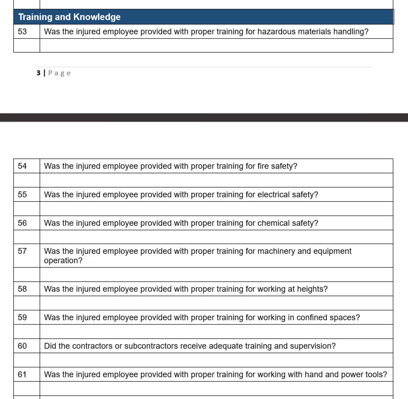 Complete Accident Investigation Question Set - 140 Selectable Questions ...