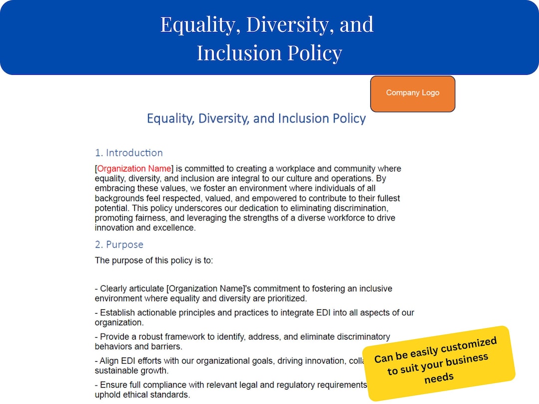 Comprehensive Equality, Diversity & Inclusion Policy Template ...