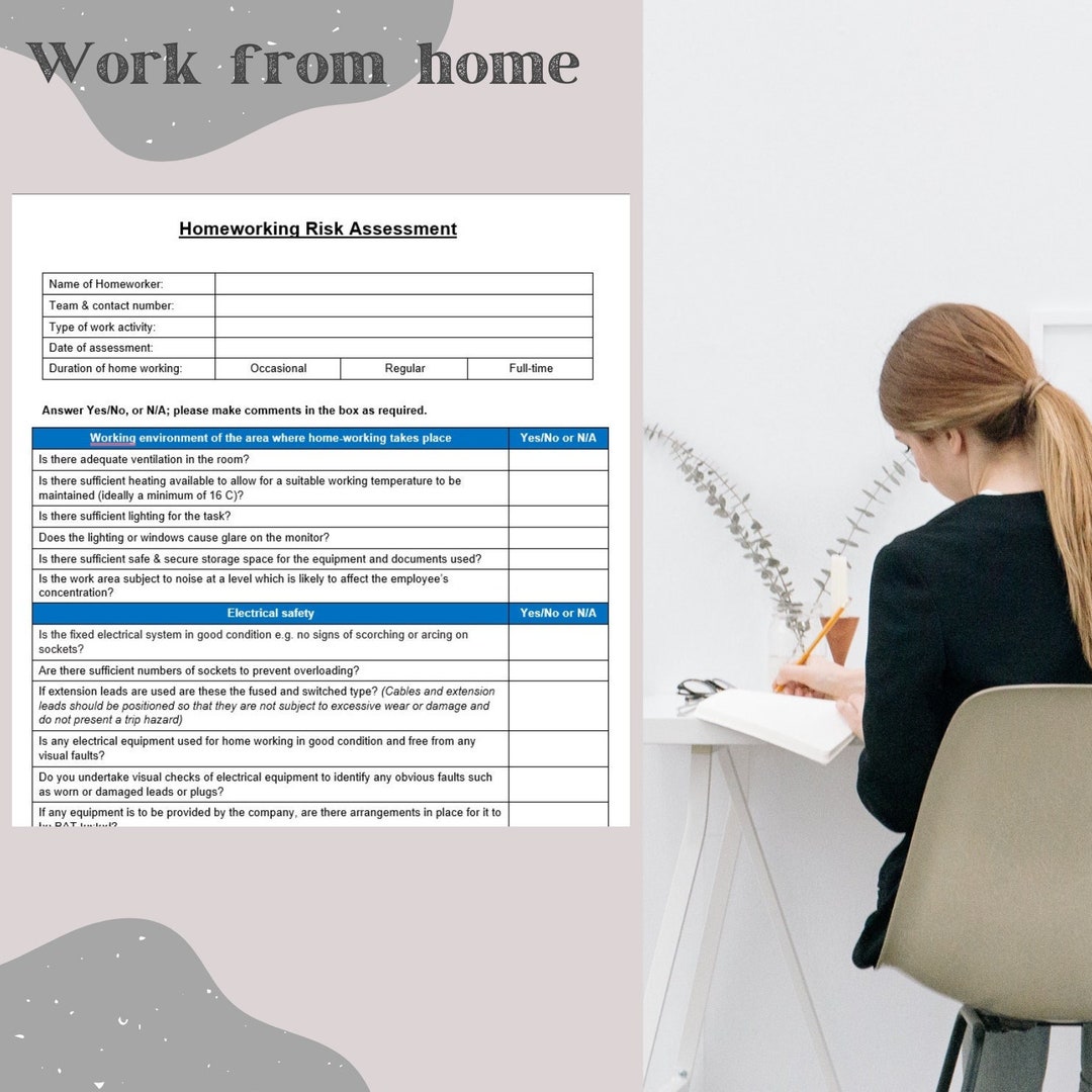 Homeworking Risk Assessment Template Working From Home Risk - Etsy