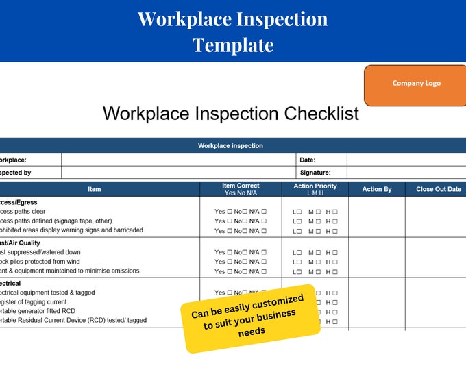Workplace Inspection Schedule | Health and Safety Template | Excel ...