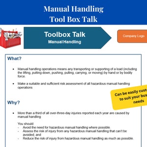 Manual Handling Toolbox Talk Template: Customizable Safety Training ...