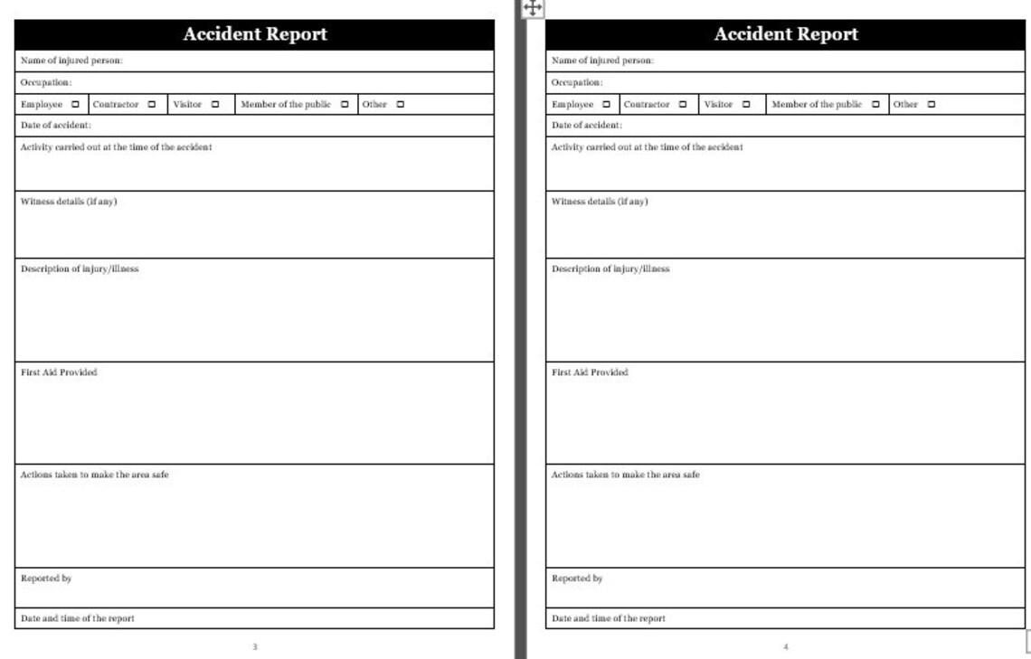 Bundle Complete Accident Report Form | First Aid Report Template ...