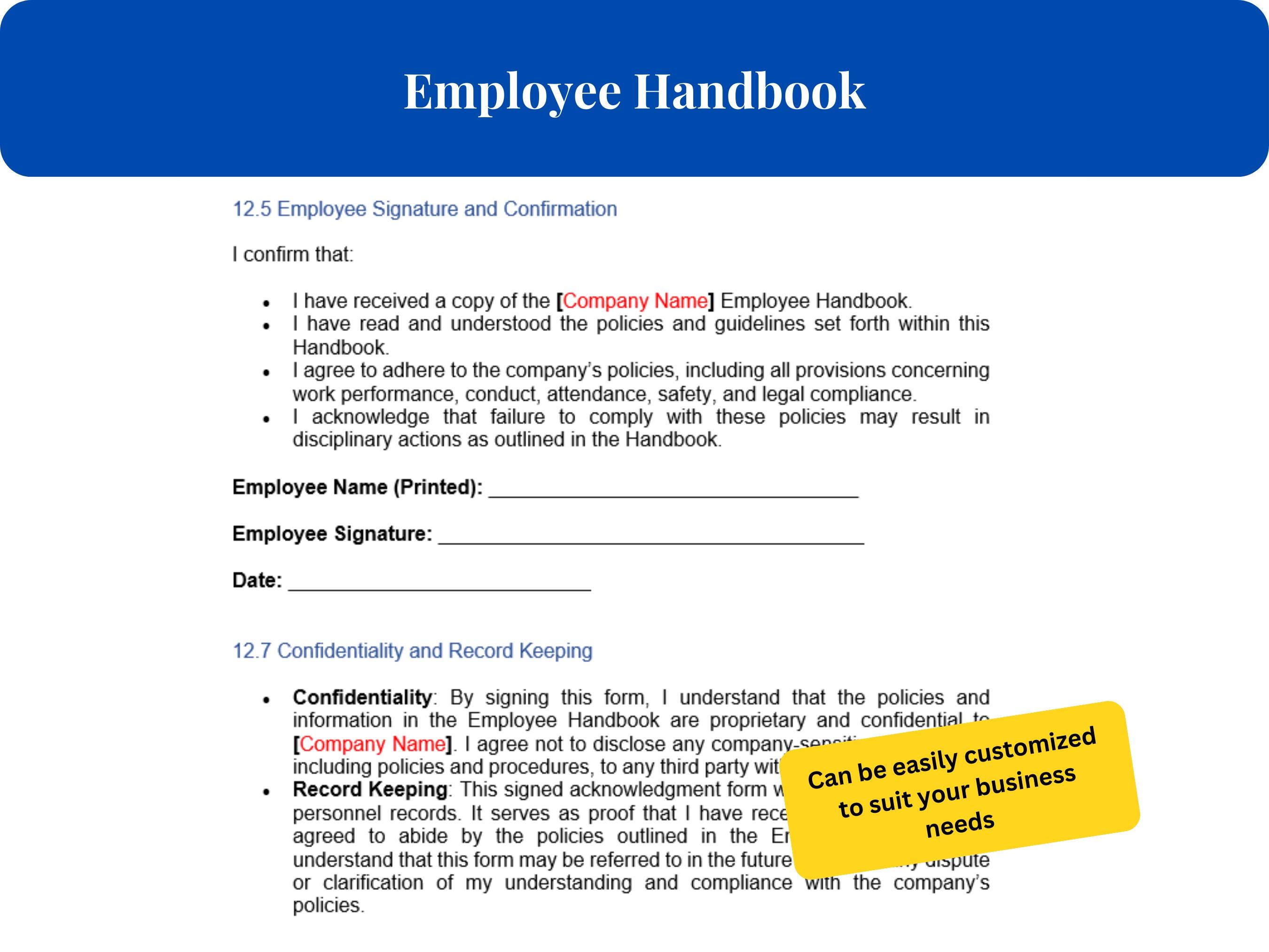 Editable Employee Handbook Template: HR Policies Guide (word Template ...