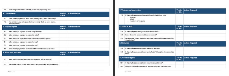 New and Expectant Mother Risk Assessment Form | Expectant Mother Risk ...