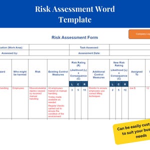 Blank Risk Assessment Template Word | Editable and Printable for H&S ...